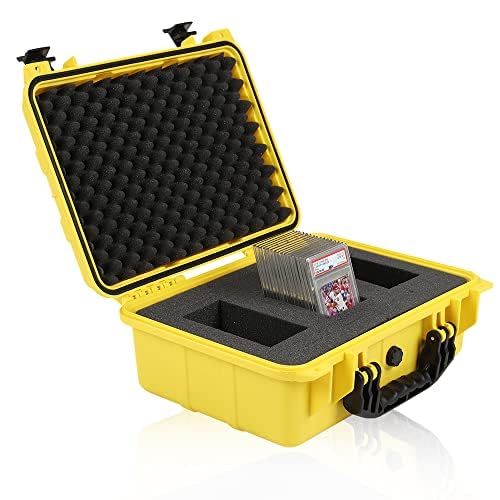 G-PLUS Graded Card Storage Box Compatible with BGS PSA SGC FGS Weatherproof Graded Sports Trading Cards(Large, Orange & Yellow)