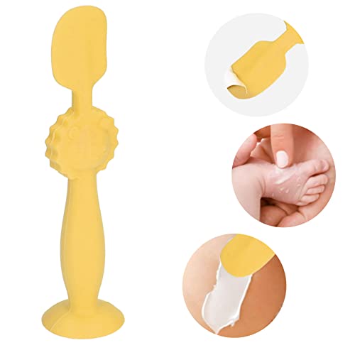 Baby Diaper Cream Spatula, 5.9 Inches Baby Butt Cream Applicator Soft Silicone Diaper Cream Spatula Applicator Baby Diaper Rash Cream (Yellow)