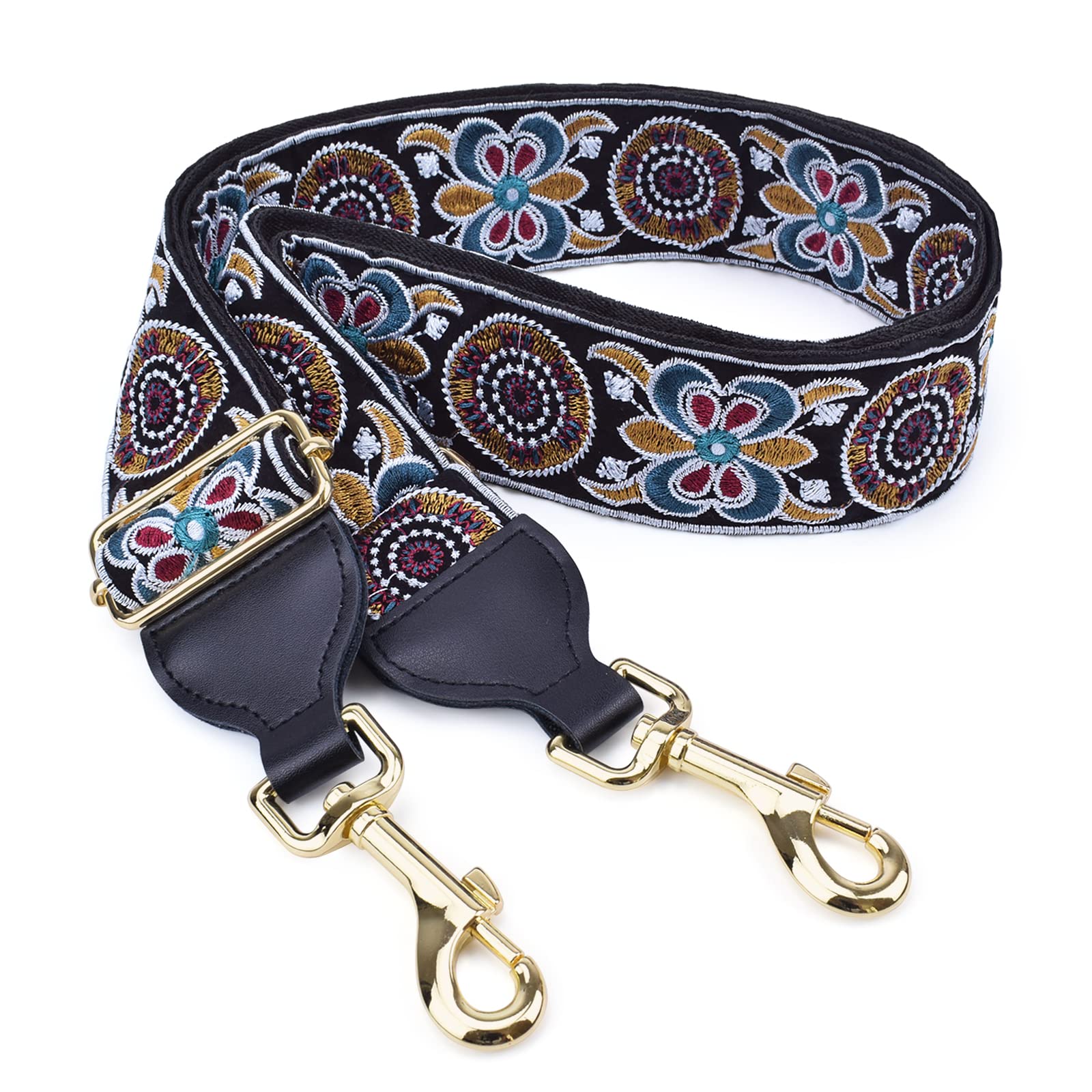 CLOUDMUSIC Handbag Strap Replacement Crossbody Strap Purse Strap for Women Girls(Embroidered Butterfly In Black)