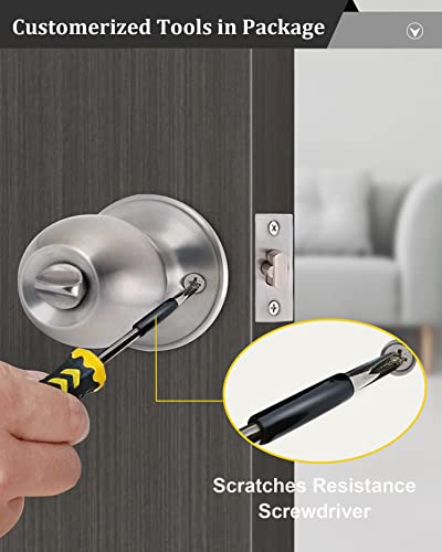 All Keyed Same Entry Door Knob and Single Cylinder Deadbolt Combo Set, Satin Nickel Exterior Door Knobs with Lock and Keys for Entrance and Front Door