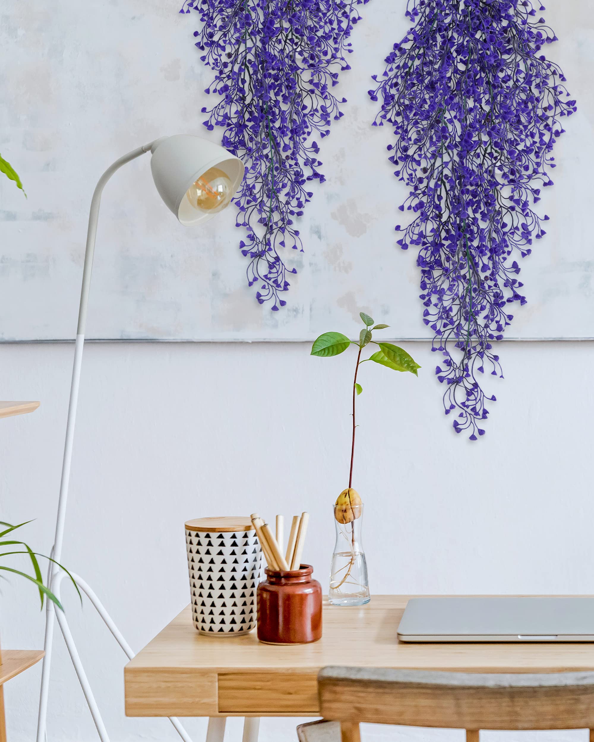 Omldggr 2 Pieces Artificial Hanging Vine Purple Fake Ivy Flower Hanging Willow Vine for Home Garden Office Wedding Decor (82cm)