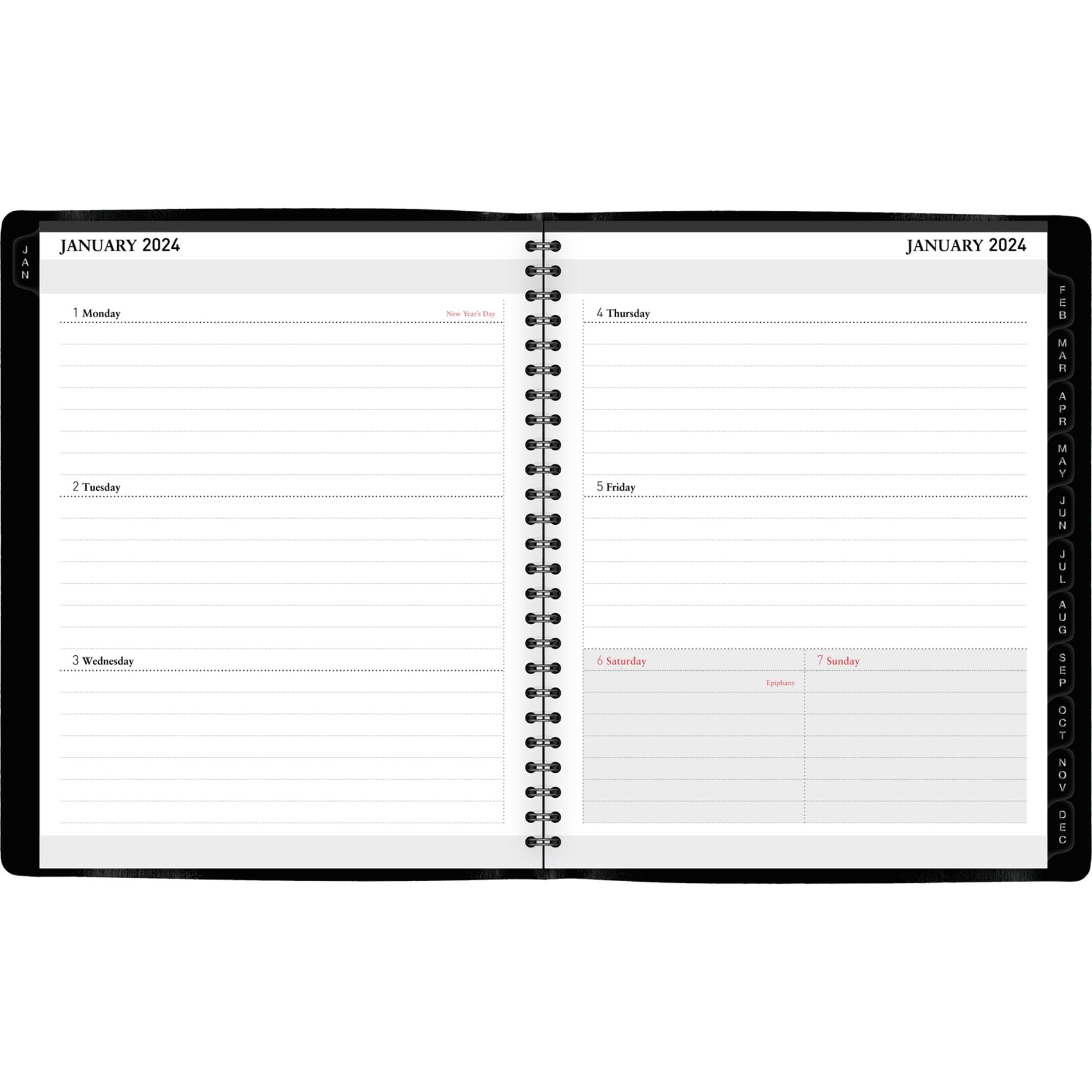 2024 Office Depot® Brand Weekly/Monthly Planner, 7" x 9", Black, January to December 2024, OD712000