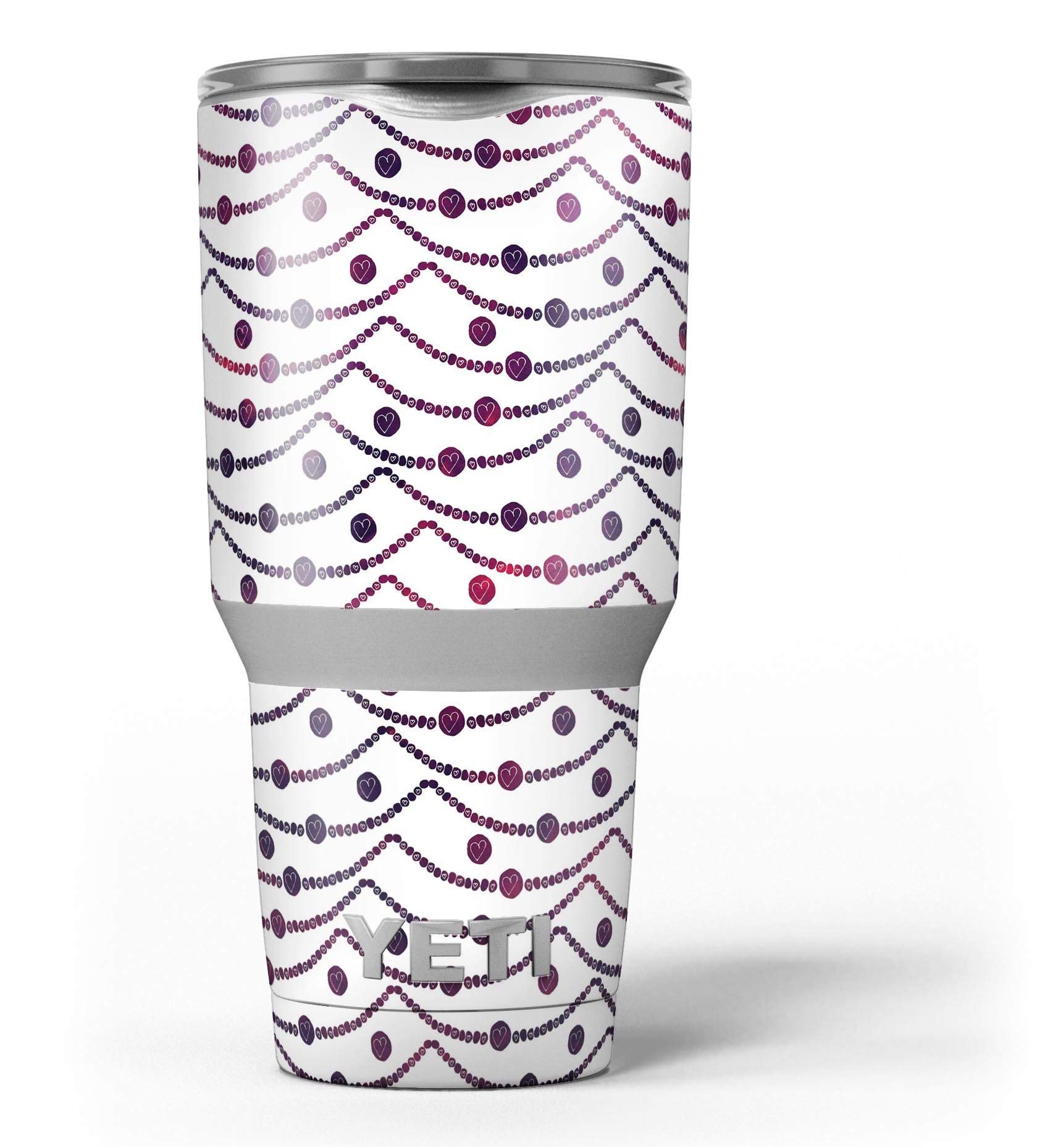 Design Skinz Polka Dot Powerlines with Mini Hearts - Skin Decal Vinyl Wrap Kit Compatible with The Yeti Rambler Cooler Tumbler Cups