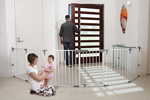 Dreambaby Royale Converta 3-in-1 Play Yard Baby Gate - with 6 Modular Panel - Fits Opening with 151 inch Wide & 29 inch Tall - White - Model L849