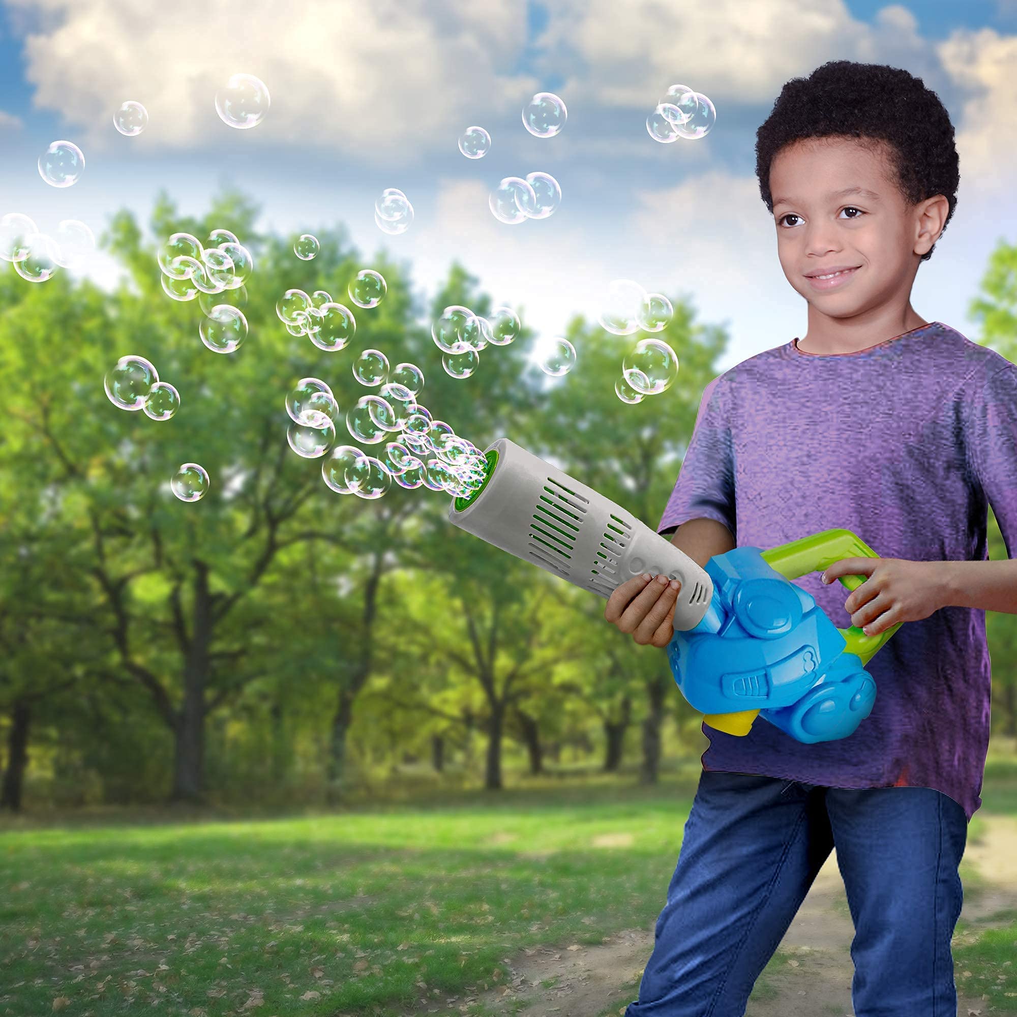 ArtCreativity Bubble Gun Machine with 3 Refill Solutions, Bubble Leaf Blower for Kids, Summer Outdoor Toys for Toddlers 1-3, Great Birthday Gifts, Fun Summer Kids Activities