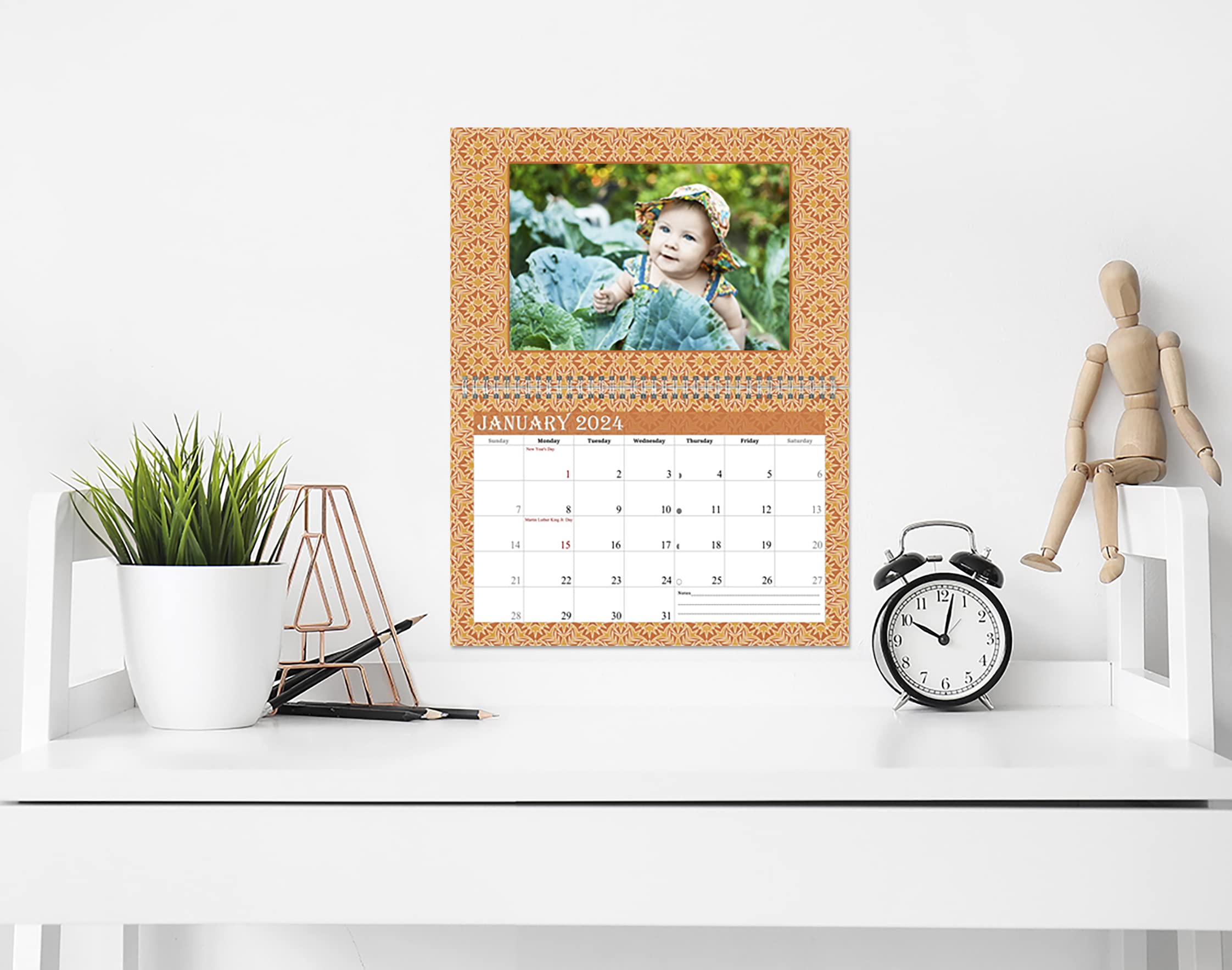 2024 Photo Frame Wall Spiral-bound Calendar (Add Your Own Photos) - 12 Months Desktop/Wall Calendar/Planner - (Edition #09)