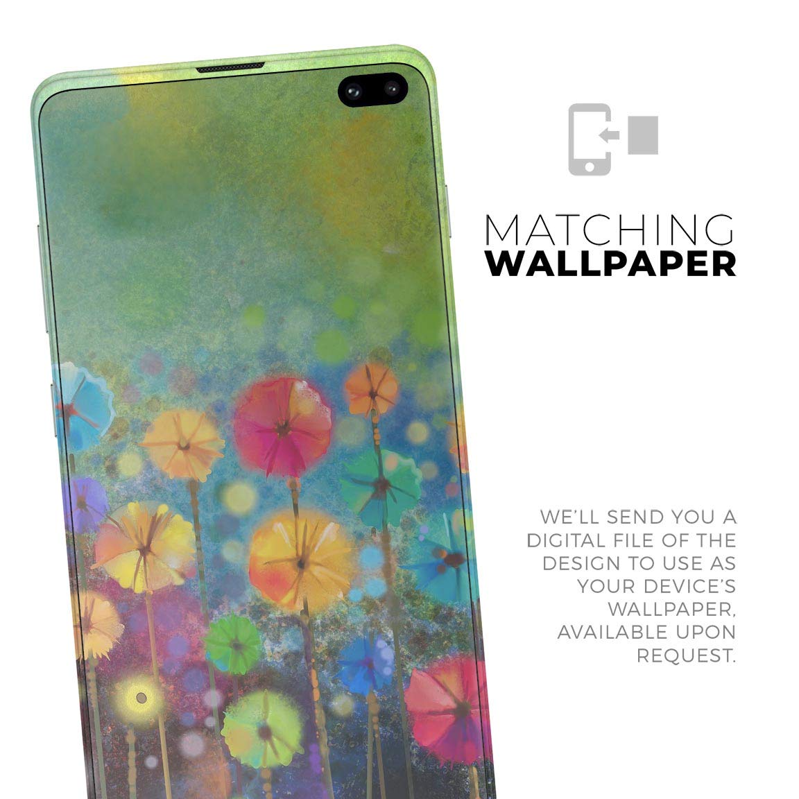 DesignSkinz Abstract Flower Meadow Protective Vinyl Decal Wrap Skin Cover Compatible with The Samsung Galaxy S20 (Screen Trim & Back Glass Skin)
