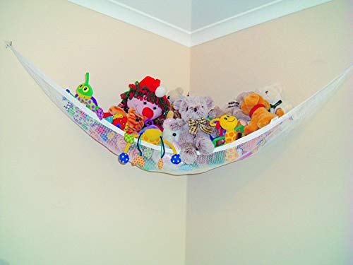 Dreambaby Super Corner Toy Hammock Net Organizer - with Stuffed Animal Toy Chain Hanger - 6ft Long - Holds up to 10lbs Maximum Weight - White - Model F605
