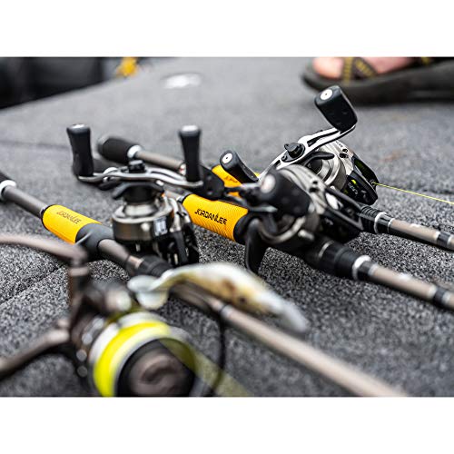 Abu Garcia 7β Jordan Lee Fishing Rod and Reel Baitcast Combo, 5 +1 Ball Bearings with Lightweight Graphite Frame & Sideplates, Durable Construction,Yellow/Grey