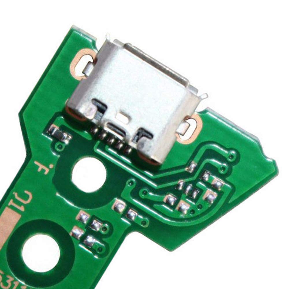 4 USB Charging Port Circuit Board, Charging Table Port 12 Pin with Cable Plug Accessories Micro USB Circuit Adapter JDS040 Controller LED Light Replacement Tape for PS4