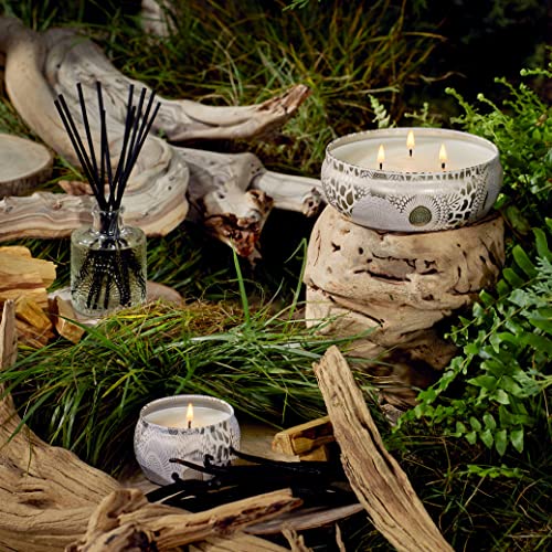 Voluspa Santal Vanille Candle | 3 Wick Tin | 12 Oz. | 40 Hour Burn Time | Vegan | All Natural Wicks and Coconut Wax for Clean Burning