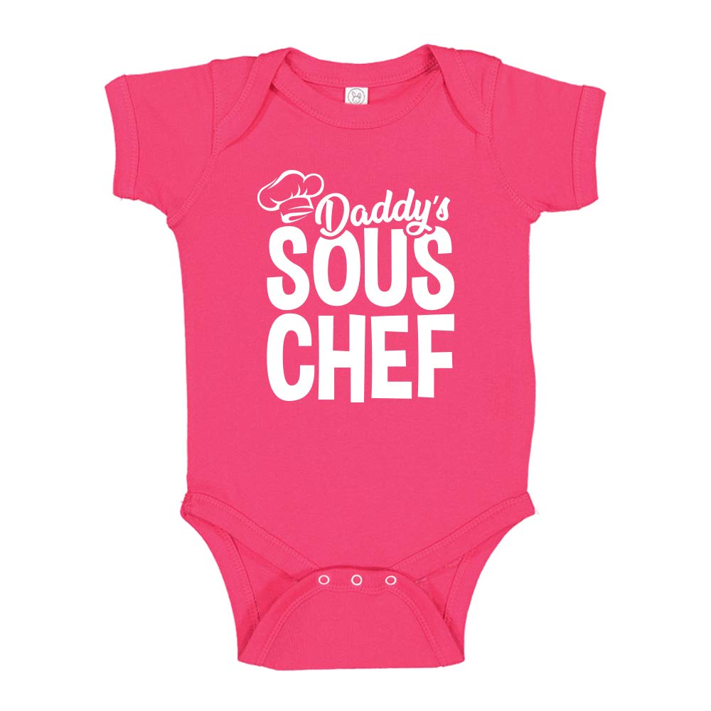 Daddy's Sous Chef Assistant Cook Toddler T-Shirt 2T Cyber Pink