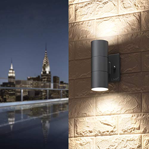 LMP Modern Outdoor Wall Light in 2 Lights Porch Light Patio Light with Black Aluminum Finish for Decoration,Garage 4Pcak Gray