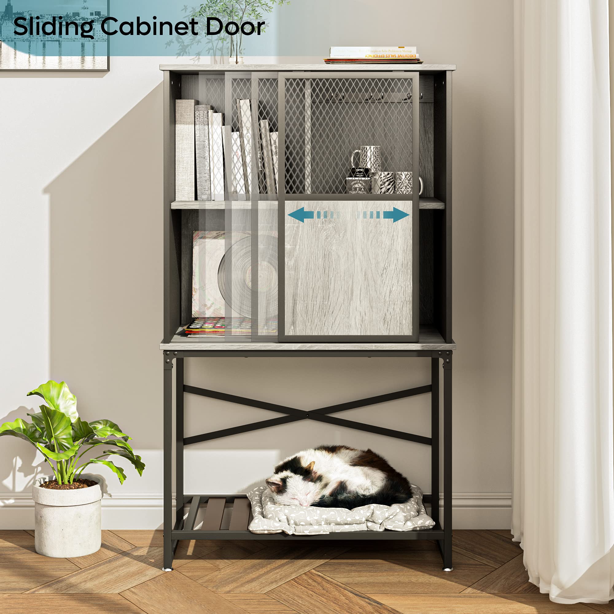 Bestier Wine Bar Cabinet for Liquor and Glasses Coffee Station Buffet Sideboard with Wine Glass Rack Mini Bar for Home Kitchen Storage Cabinet with Sliding Door and Open Shelf