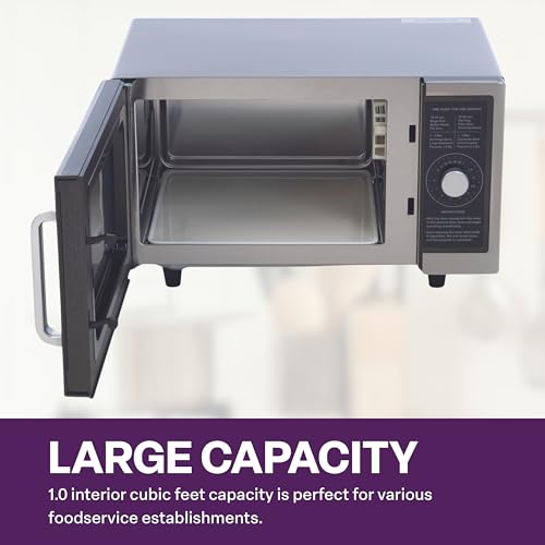 A-to-Z Supply Commercial Microwave with Dial Control, 1 Cubic Feet Interior, Stainless Steel, 1000 Watts, UL and NSF Approved