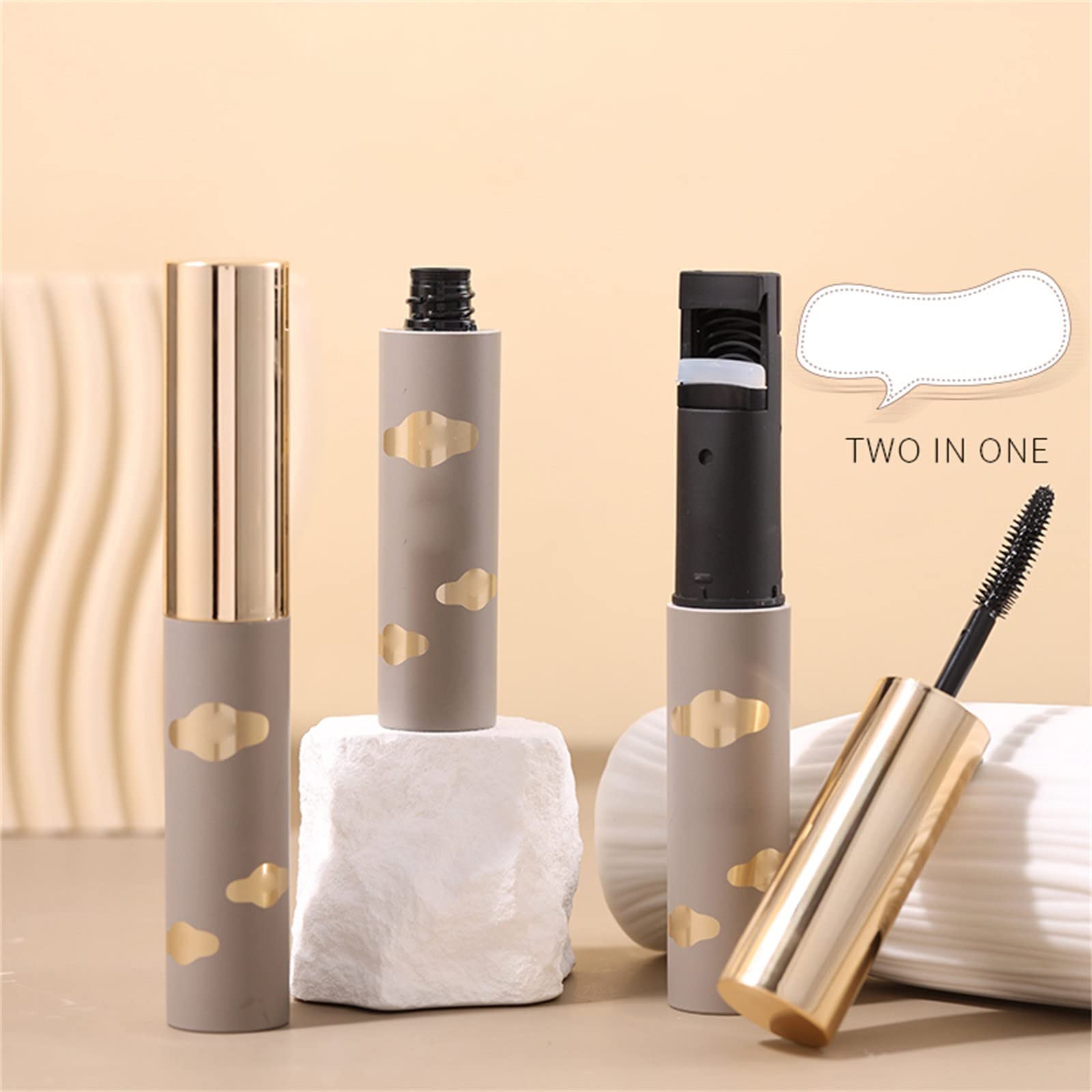 2 In 1 Mascara Longer Lash Cosmetics Natural Lengthening And Thickening Effect No Clumping Superstrong 4d Silk Fiber Mascara Makeup Glitter Top Coat Mascara with(Black-b)
