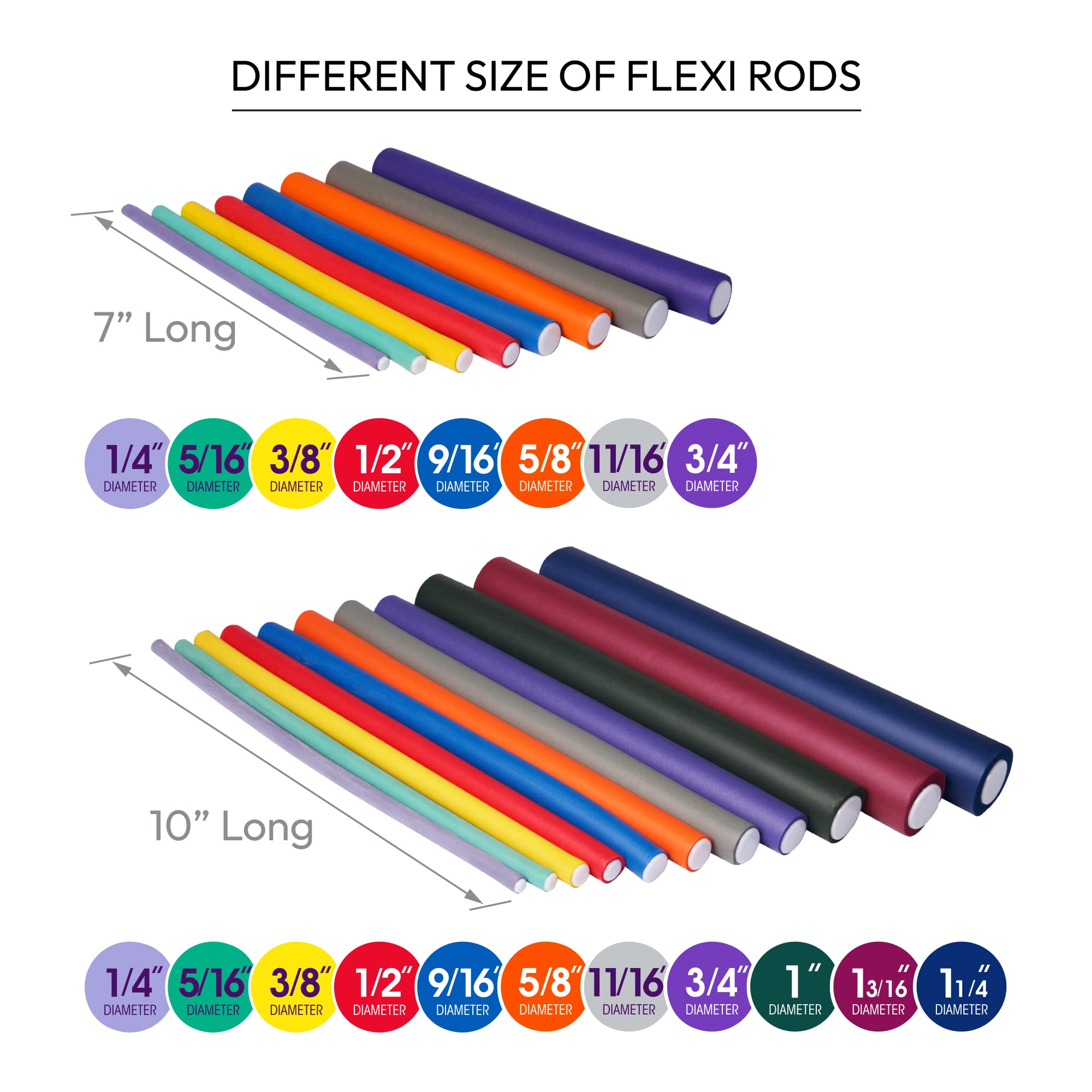 Red by Kiss Flexi Rods - Heatless Hair Curler for 90S Glamorous Bouncy Curls Beach Waves, No Slips, Sleep Styler (7" Length, 3/4" Diameter)