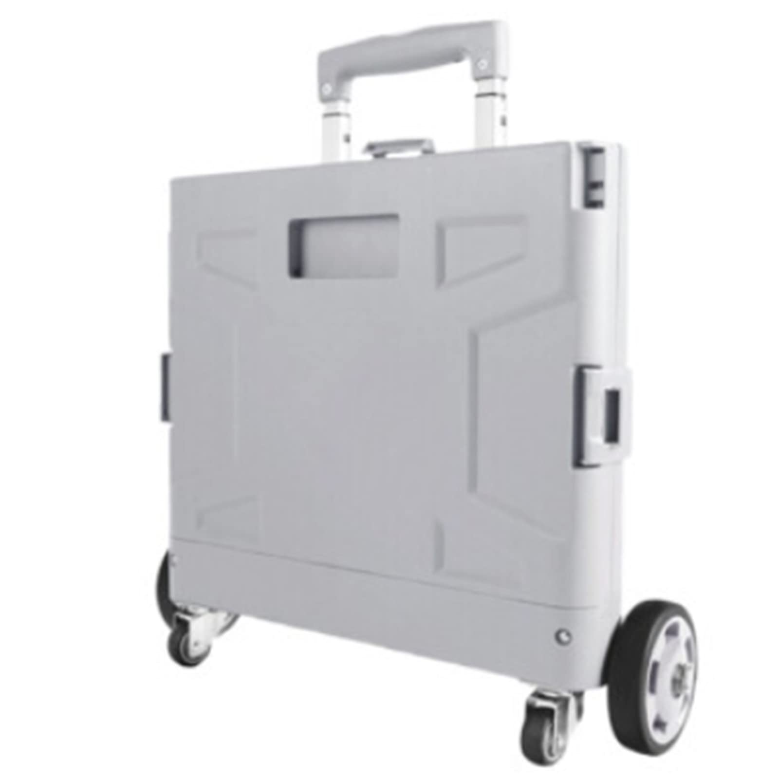 4 Wheels Multifunctional Folding Portable Shopping Cart Aluminum Trolley Trailer (Grey White)