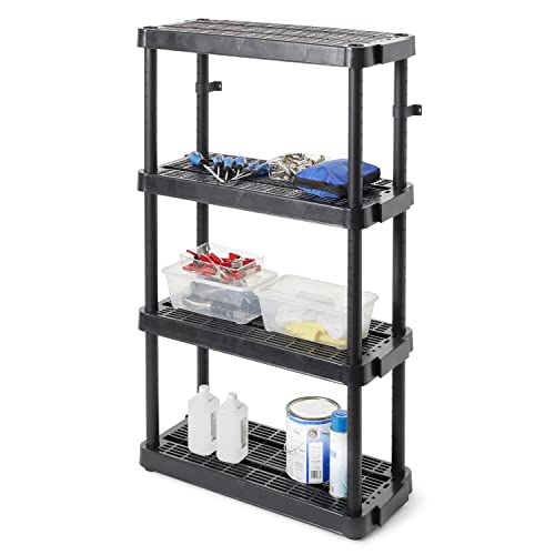 Gracious Living 14 x 32 x 54.5 Inch 4 Tier Adjustable Ventilated Medium Duty Shelving Units for Home, Garage, Basement, and Laundry, Black