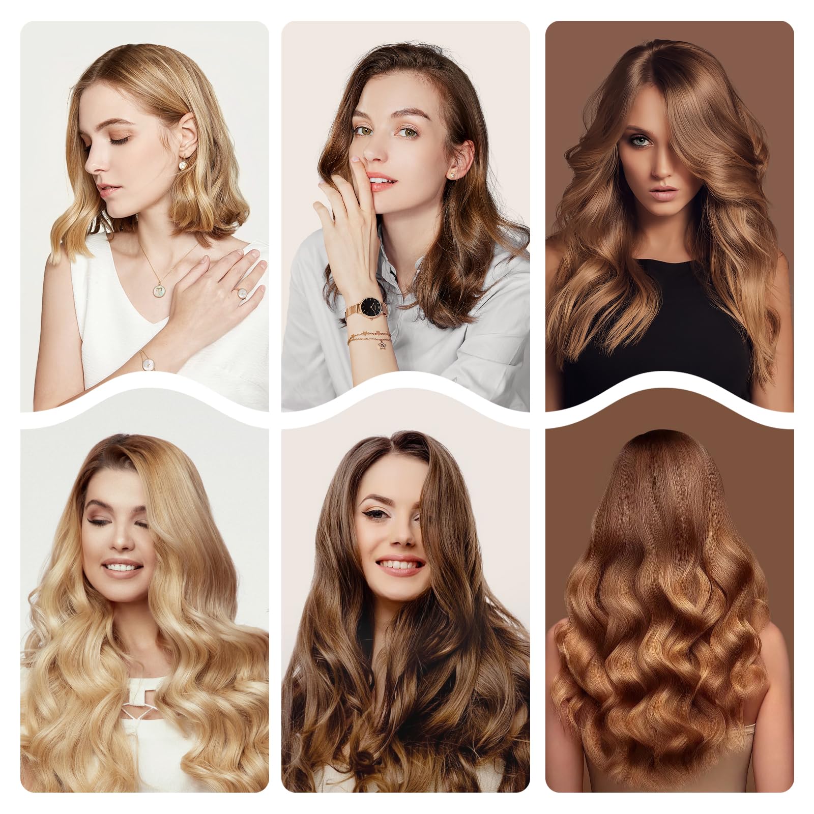 3 Barrel Curling Iron Wand, 1.25 Inch Ceramic Tourmaline Triple Barrels,Temperature Adjustable Portable Crimper Hair Iron for Beach Waves, Hair Waver Heats Up Quickly with LCD Temp Display(Rose Gold)