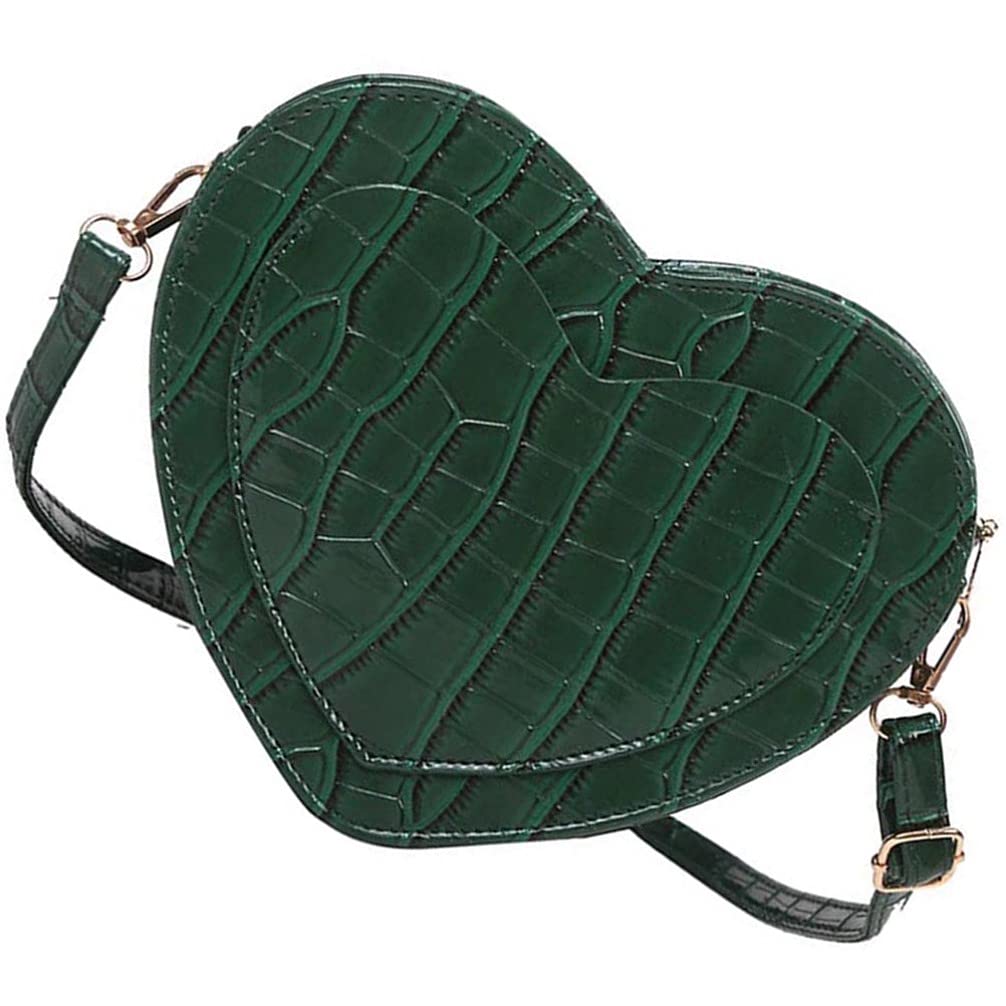 BESTOYARD Women Crossbody Bag PU Vintage Crocodile Skin Heart Shape Shoulder Bag Crossbody Summer Bag for Girls Student