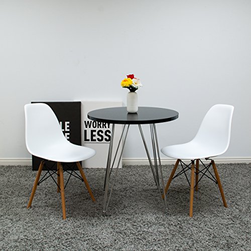 Ergo Furnishings Mid-Century Modern Eiffel Tower Café Table Wood Top, Black