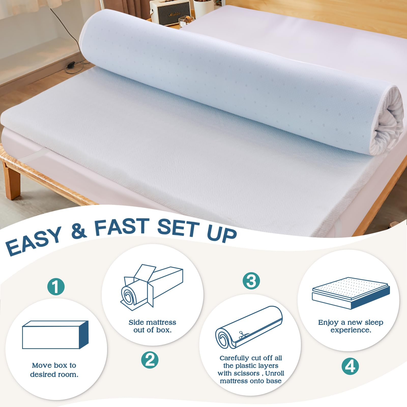 Airensky 2 Inch Memory Foam Mattress Topper,Cooling Gel Infused High Density Twin(39"x75") Topper with Removable Skin-Friendly Cover,Bed Topper for Pressure Relief Back Pain, CertiPUR-US Certified
