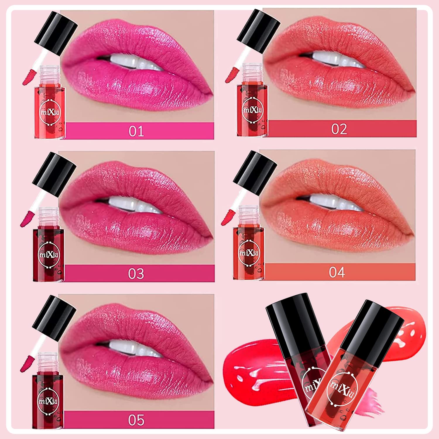 3 Colors Lip Stain Tint Set, Waterproof&Long Lasting Mini Liquid Lipstick Hydrating Moisturizing Lip Cheeks And Eyes,Natural Glossy Korean Lip Tint Stain Easy Application, Non-Stick(1#2#3)