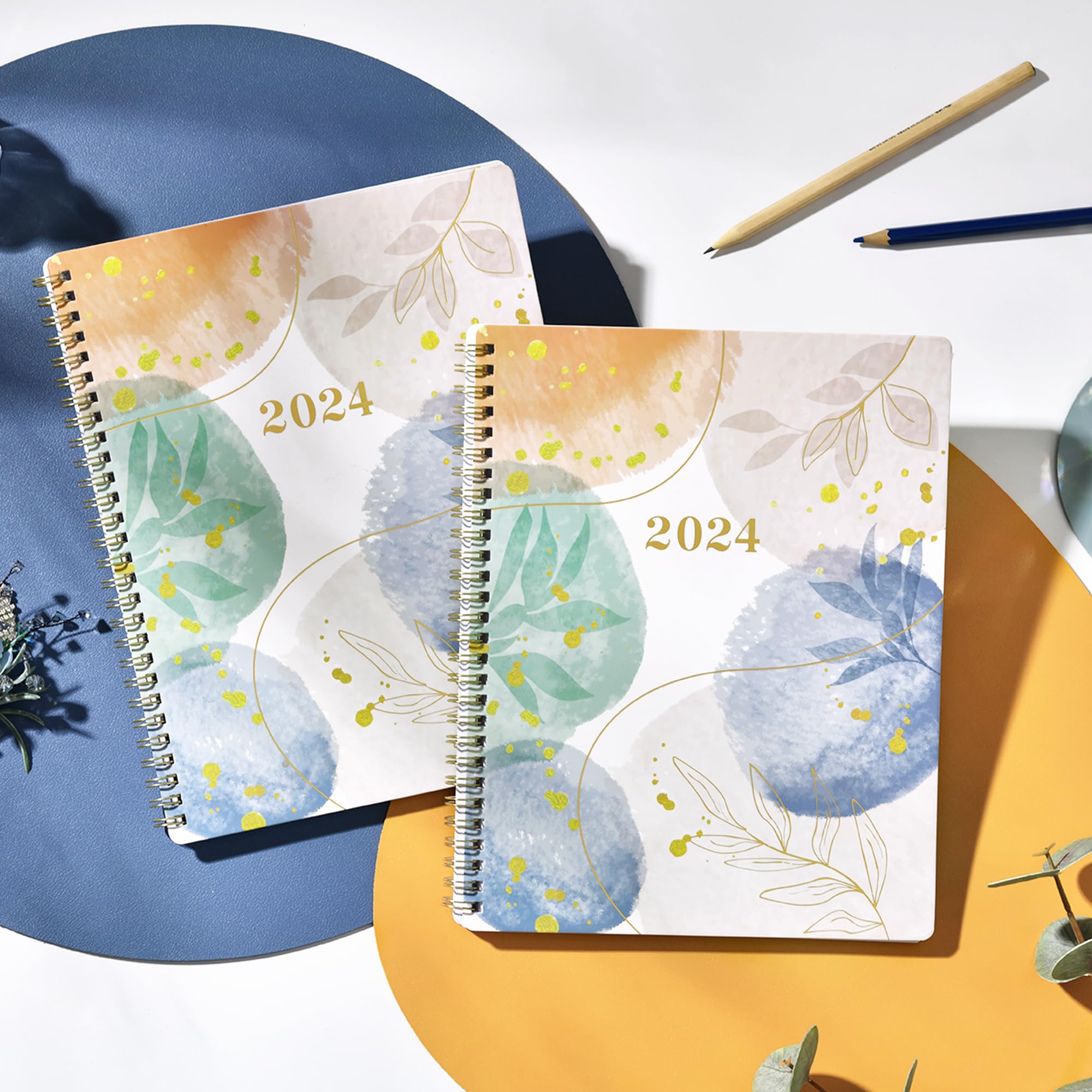 2024 Planner - Planner/Calendar 2024, Jan. 2024 - Dec. 2024, 2024 Planner Weekly and Monthly with Printed Tabs, 8" x 10", Flexible Cover with Thick Paper + Twin-Wire Binding - Waterink