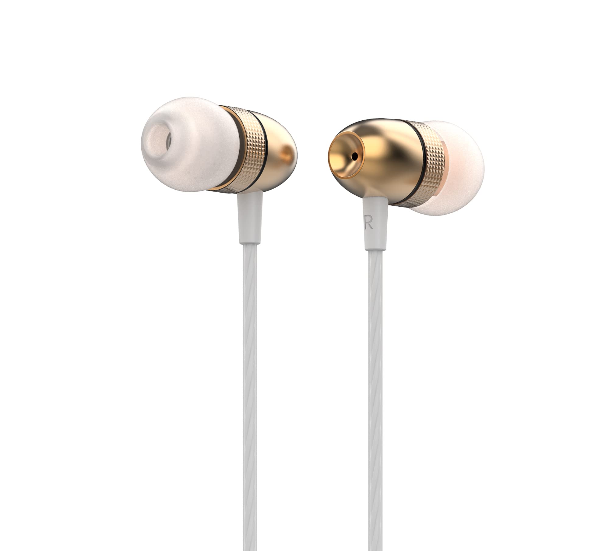 Betron ELR50 Headphones Earphones Wired with Noise Isolating in-Ear Earbuds, Gold
