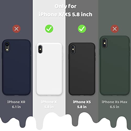 OuXul Case for iPhone X/iPhone Xs Case Liquid Silicone Gel Rubber Phone Case,iPhone X/iPhone Xs 5.8 Inch Full Body Slim Soft Microfiber Lining Protective Case(Black)