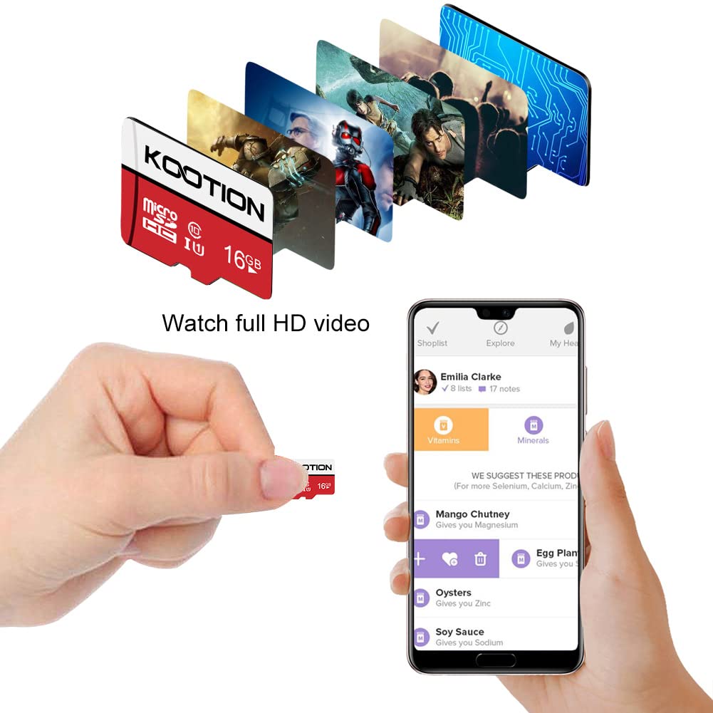 KOOTION 10 Pack 16GB Micro SD Card Class-10 Micro SDHC Card 16 gb UHS-I High Speed TF Card R Flash C10 U1 Memory Card