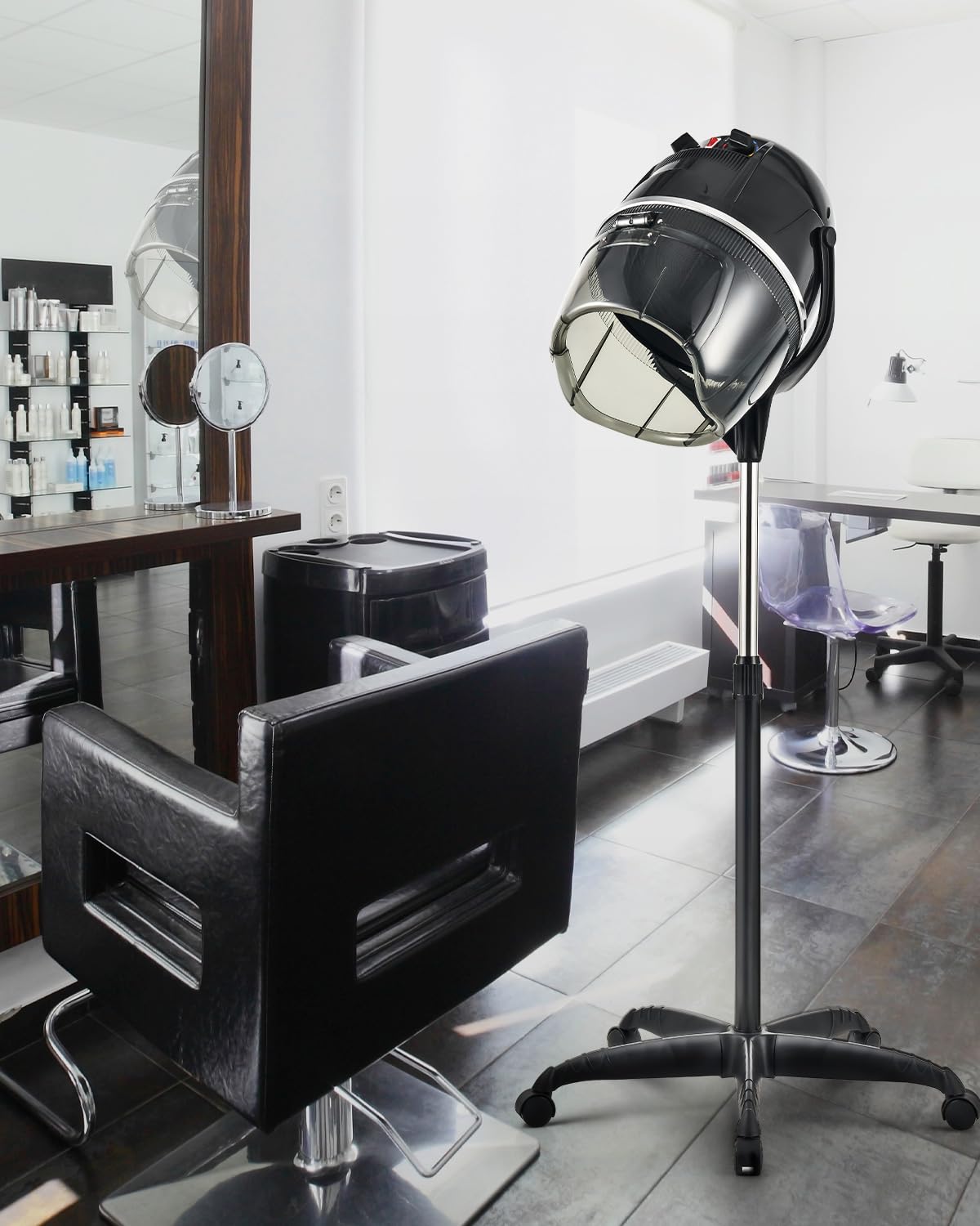 CO-Z Professional Adjustable Hooded Stand-Up Hair Bonnet Dryer with Timer Swivel Caster Rolling Base for Beauty Salon or Home Use