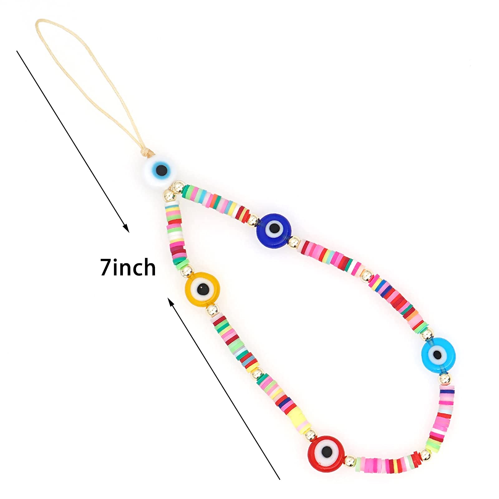 Saida Evil Eye Lucky Y2K Chain For Mobile Phone Wrist Strap Polymer Clay Wristlet String Boho Cell Phone Lanyard Beads Demon Eye key Chains style3