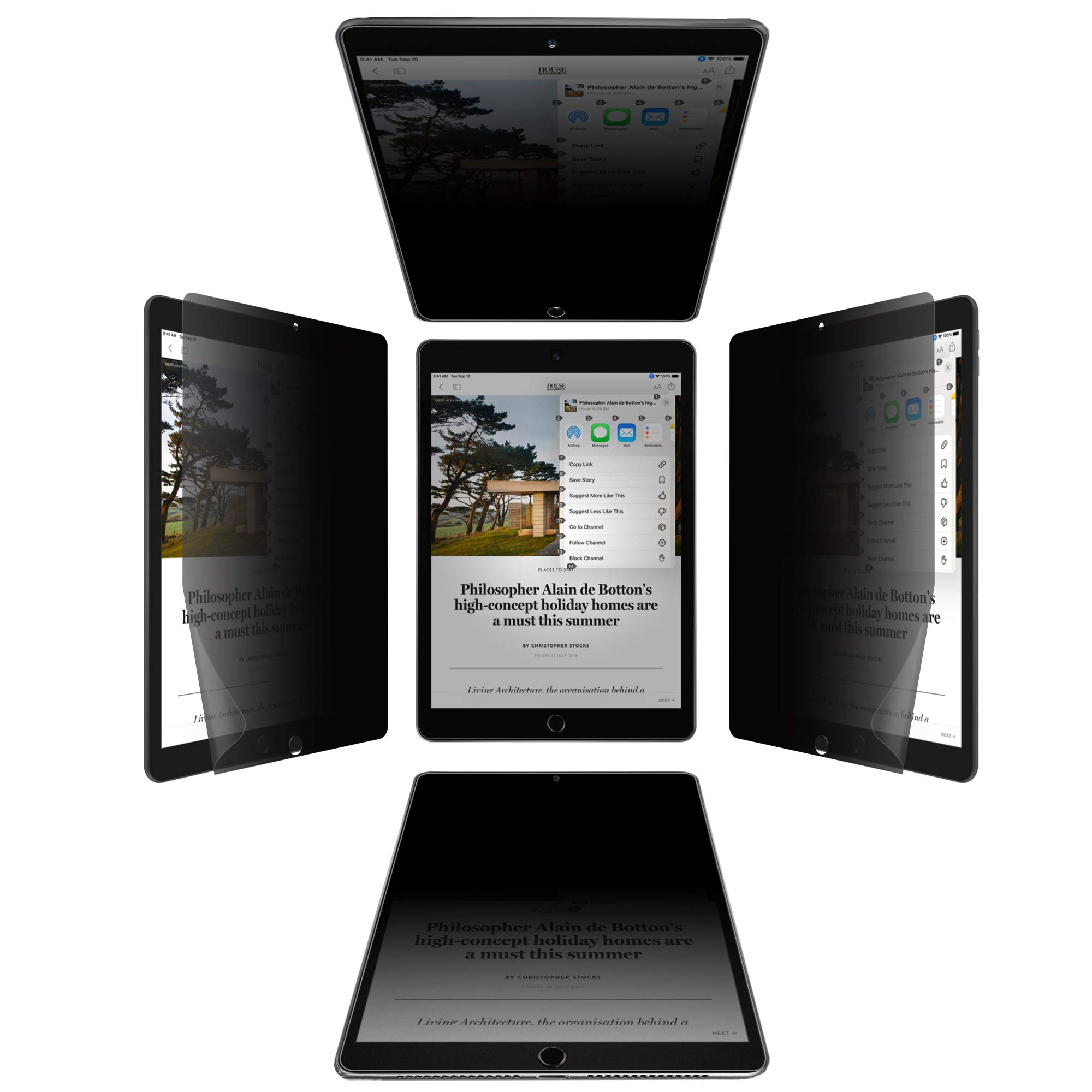 iCarez Privacy Screen Protector for 10.2 iPad 9/8 / 7, 1-Pack 4-Way 360 Degree