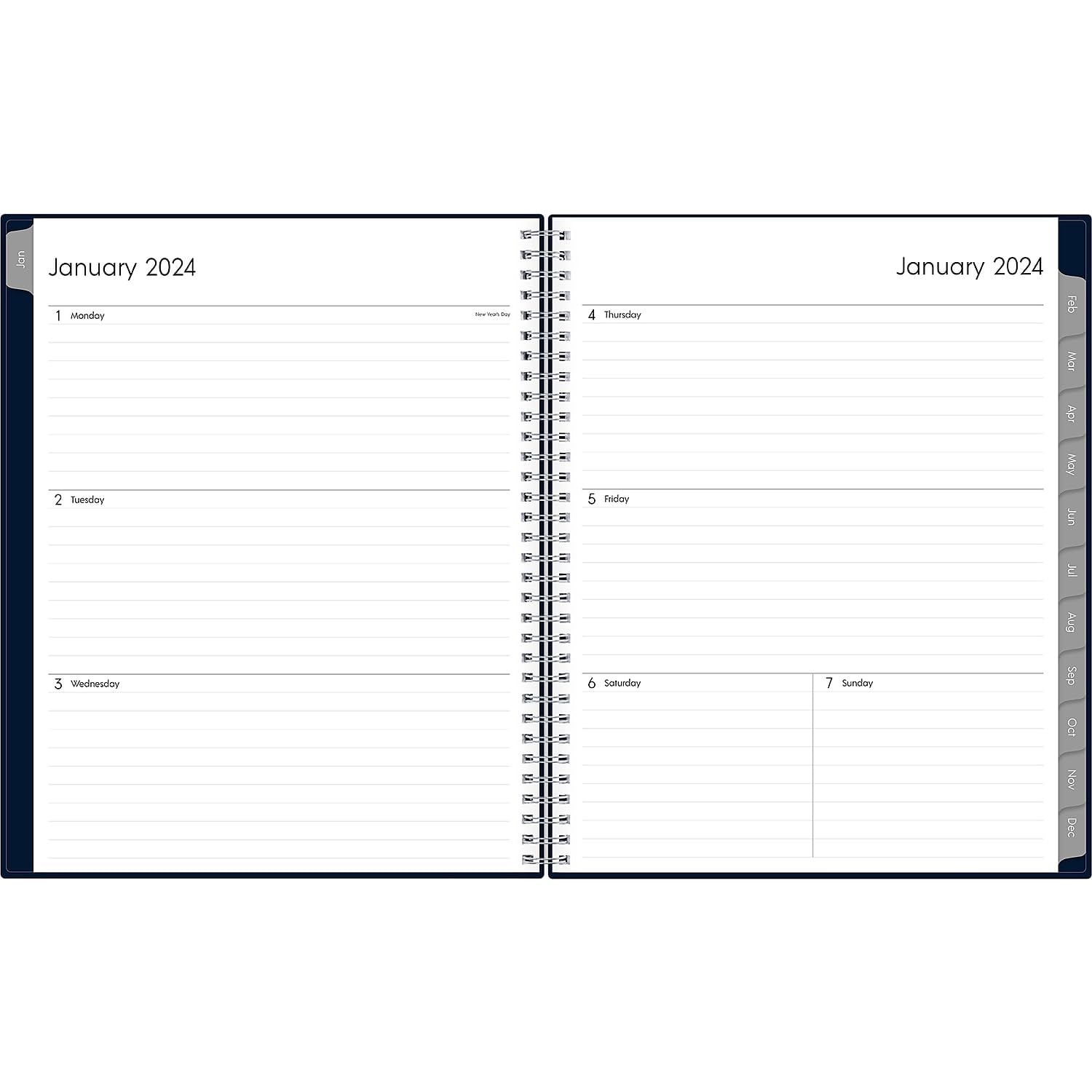 2024 Blue Sky™ Enterprise Weekly/Monthly Planning Calendar, 8-1/2" x 11", Navy Blue, January to December 2024, 142989