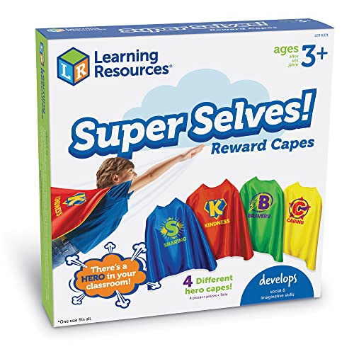 Learning Resources Super Selves! Reward Capes - 4 Pieces, Ages 3+ SEL Capes, Social Emotional Development Games, Language Skills, Hero Cape
