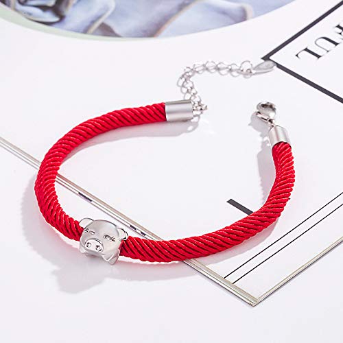 2pcs Cute Pig Weave String Rope Bracelets Happy Piggy Animal Bracelet for Women Men Couple Lovers