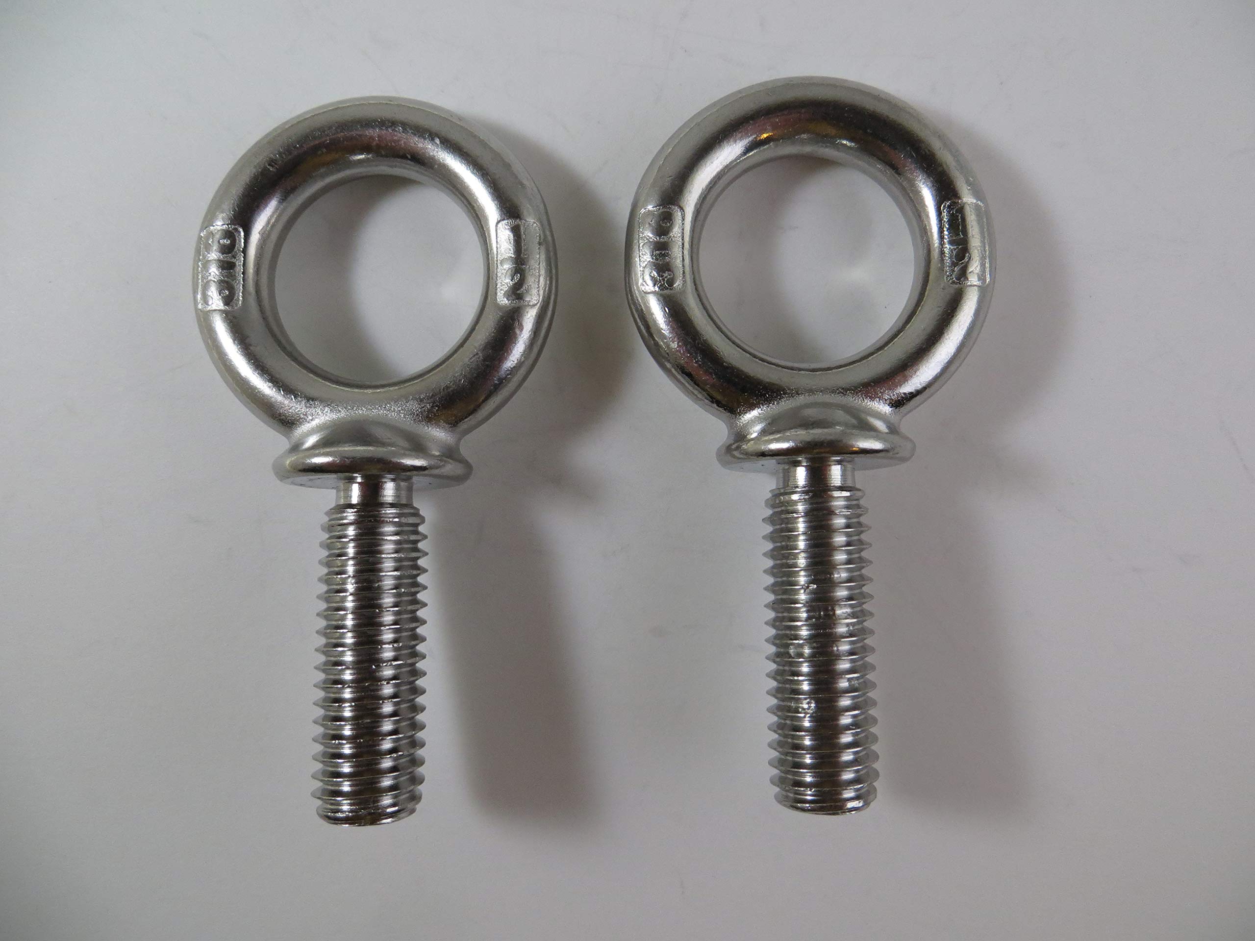 US STAINLESS 2 Pieces Stainless Steel 316 1/2" x 1 1/2" UNC Machinery Eye Bolt Marine Grade Pitch of 13