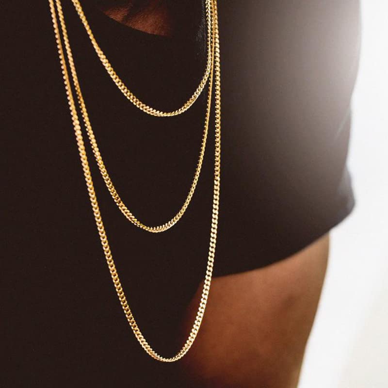 3MM Micro Cuban Rope Chain Necklace 16" 18" 20" 24" 28" - Gold (18)