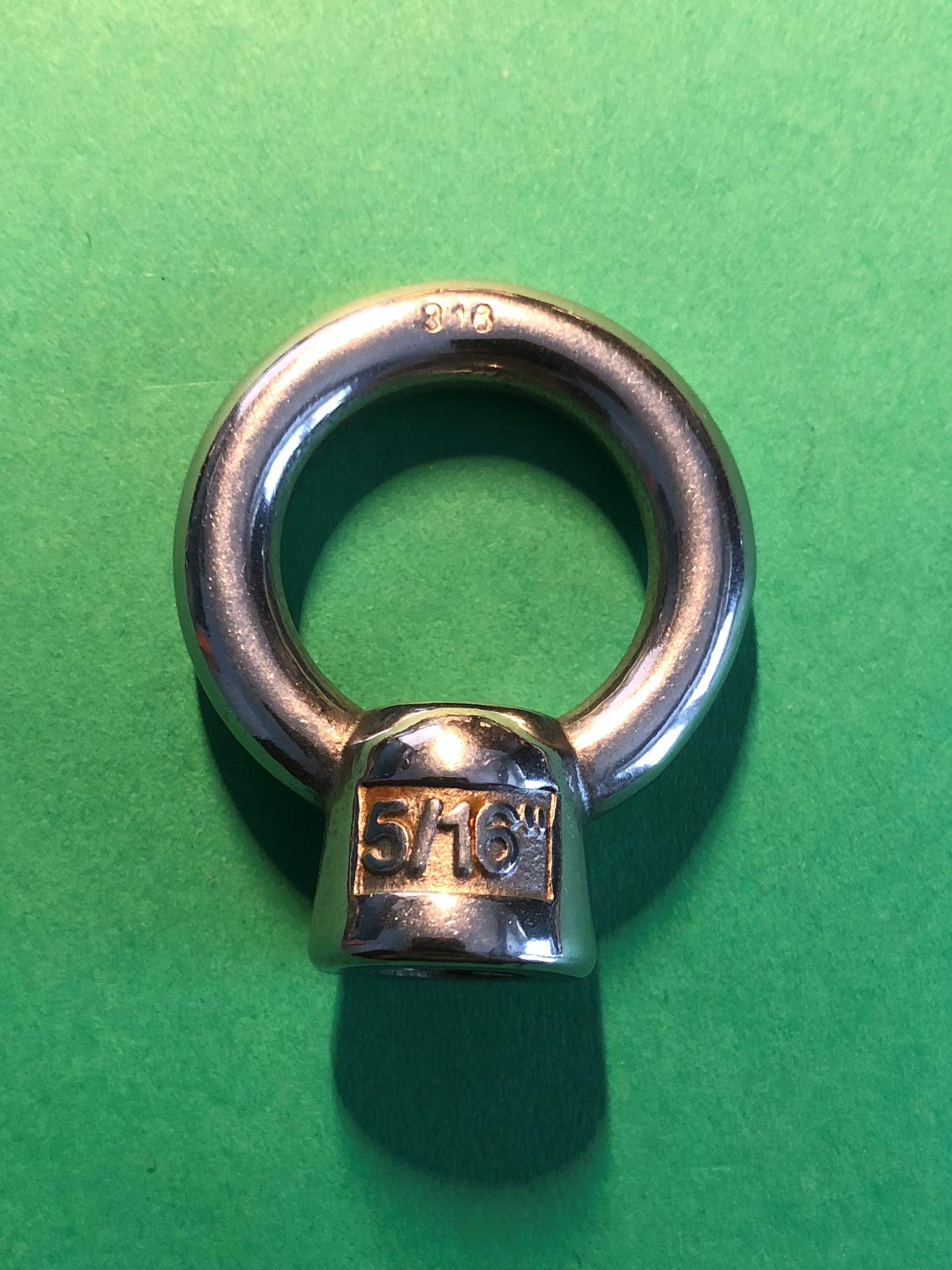 US STAINLESS 20 Pieces Stainless Steel 316 Lifting Eye Nut 5/16" UNC Marine Grade Nut Pitch of 18