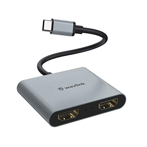 WAVLINK USB C to Dual HDMI Adapter 4K@60Hz, Thunderbolt 3/4 Compatible, Type C to HDMI Multi Monitor Converter for MacBook Pro/Air,Dell XPS 13/15,HP,Lenovo Yoga,etc(DP Alternate Mode Required)
