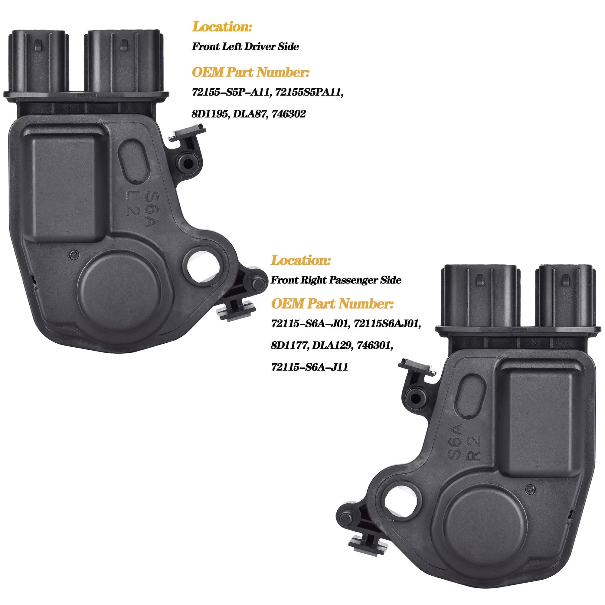 2Pcs Door Lock Actuator Motor Front Left and Right Compatible with 2003 2004 2005 Honda Accord Civic CR-V Element Odyssey Pilot, 2002-2006 Acura RSX Replaces 72155-S5P-A11,72115-S6A-J01,746301,746302