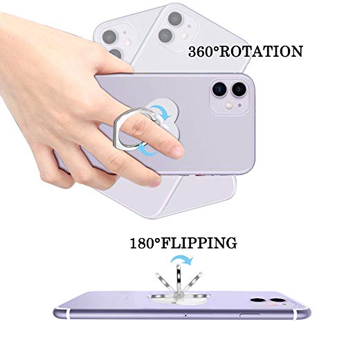 SENHAI 6 Pcs Transparent Mobile Phone Ring Holder, Round and Heart-Shaped 360 Degree Rotating Universal Ring Buckle Grip Stand for Smartphones, Tablets
