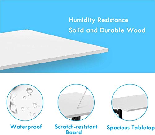 LUARANE Foldable Computer Desk, No Assembly Folding Desk, Study Laptop Writing Desk, Compact Reading Table for Small Space Bedroom Home Office (White)