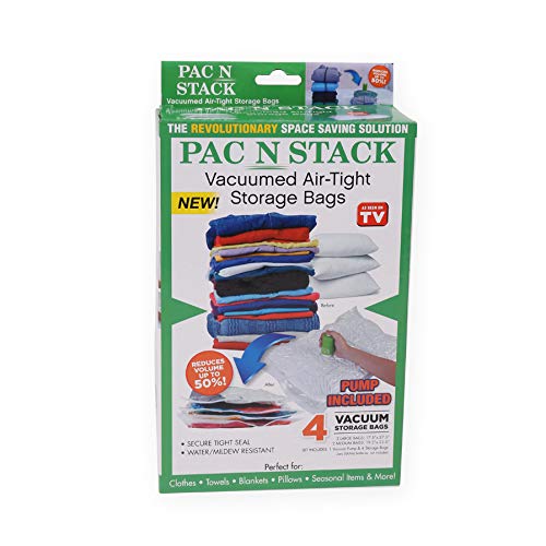 PAC 'N STACK Handheld Vacuum Sealing Storage with Bags, 4 Pack, Original Version, 4 Count