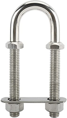 YaeMarine 2-Pack 1/2" Stainless Steel Marine Boat Stern Bow Eye Tie Down U Bolt, Thread Length 2-1/2" Total Length: 4" (Dia. 1/2" x 4" Total Length)
