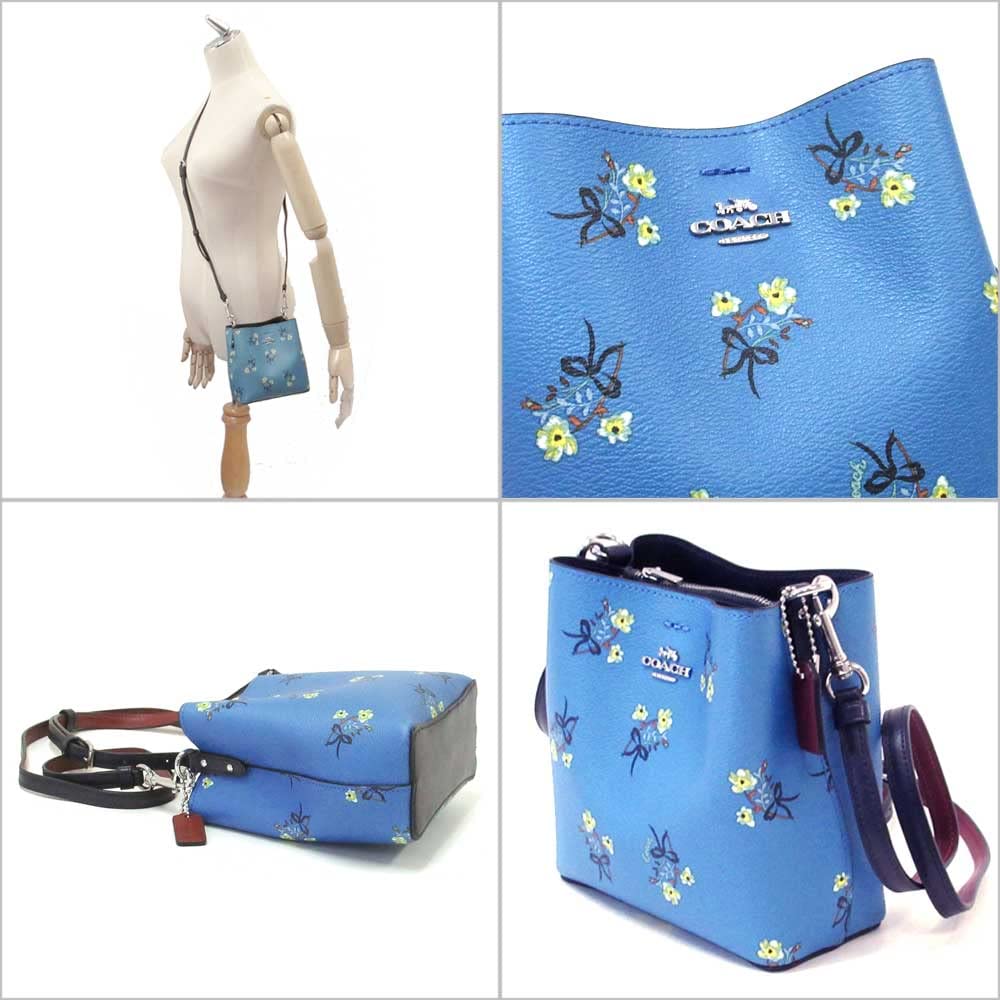 Coach Women's Mini Town Bucket Bag (Coated Canvas - Floral Bow Print - Blue)