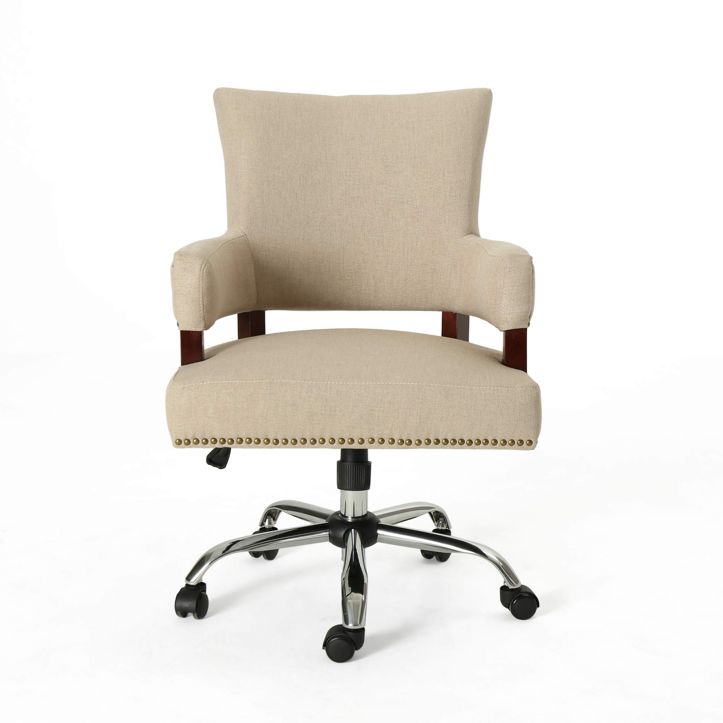 Great Deal Furniture May Traditional Home Office Chair, Wheat and Chrome