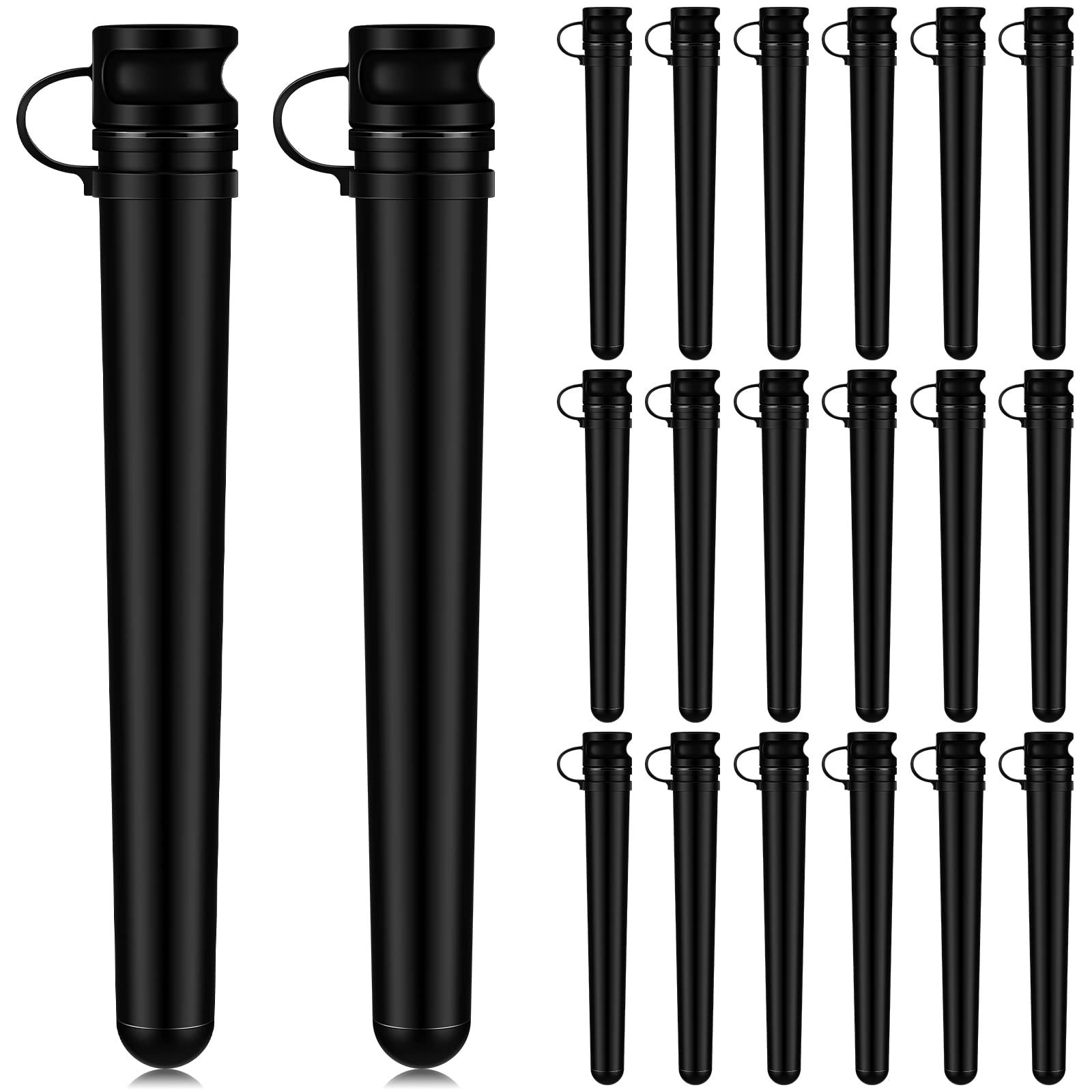 20 Pcs Black 110 mm Tubes Pre Roll Tubes Travel Pill Bottle Empty Plastic Bottles with Lids for Home Office Travel Laboratory Sample